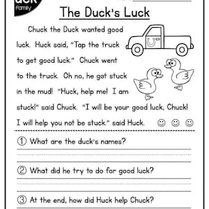 50 Kindergarten 1st Grade Reading Comprehension Passages Worksheets ...