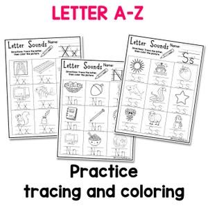 Alphabet Beginning Sounds Worksheets Letters Color & Trace Handwriting ...