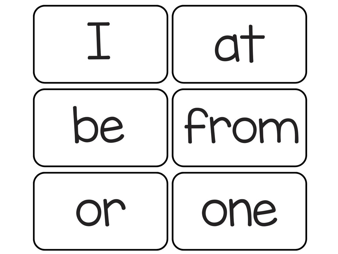 100 Printable Fry's First Hundred Sight Word Flashcards. Kindergarten ...