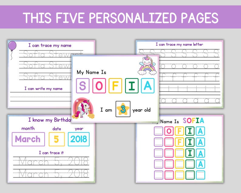 Printable Name Workbook Personalized Name Tracing and Writing Practice ...