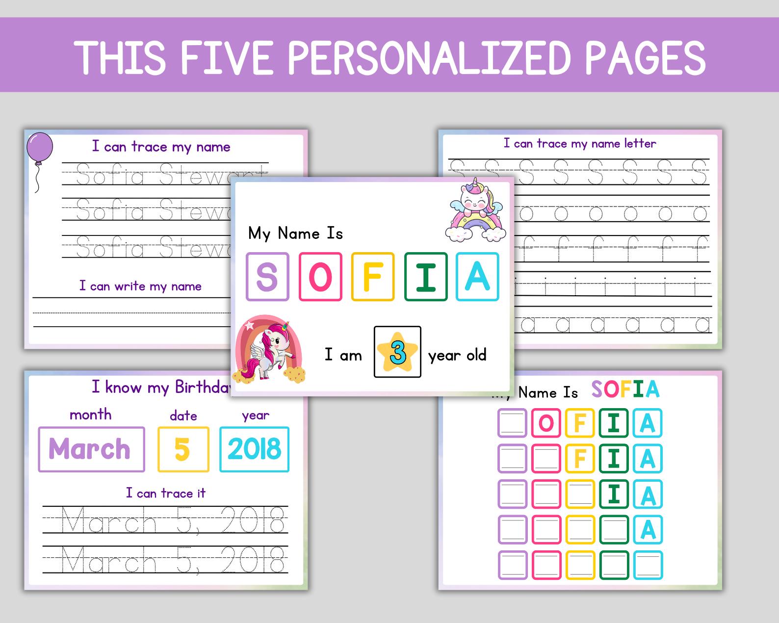 Printable Name Workbook Personalized Name Tracing and Writing Practice ...