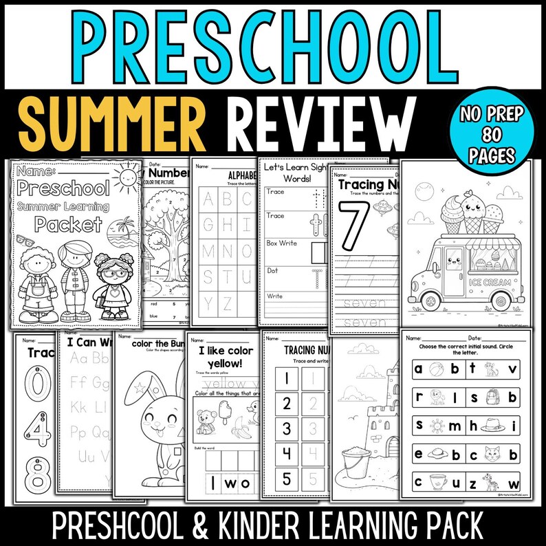 Prek Summer Review - Preschool Printable Worksheets Teacher Resources ...