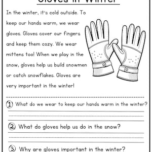 January Reading Comprehension Passages Kindergarten 1st Grade ...