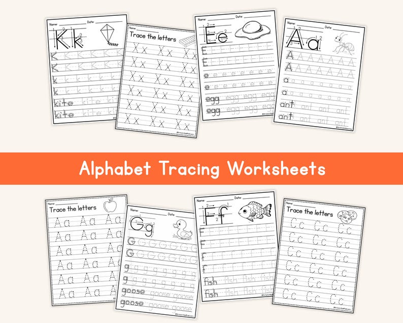 52 Alphabet Tracing Worksheets | Uppercase & Lowercase Letters A–Z | 52 ...
