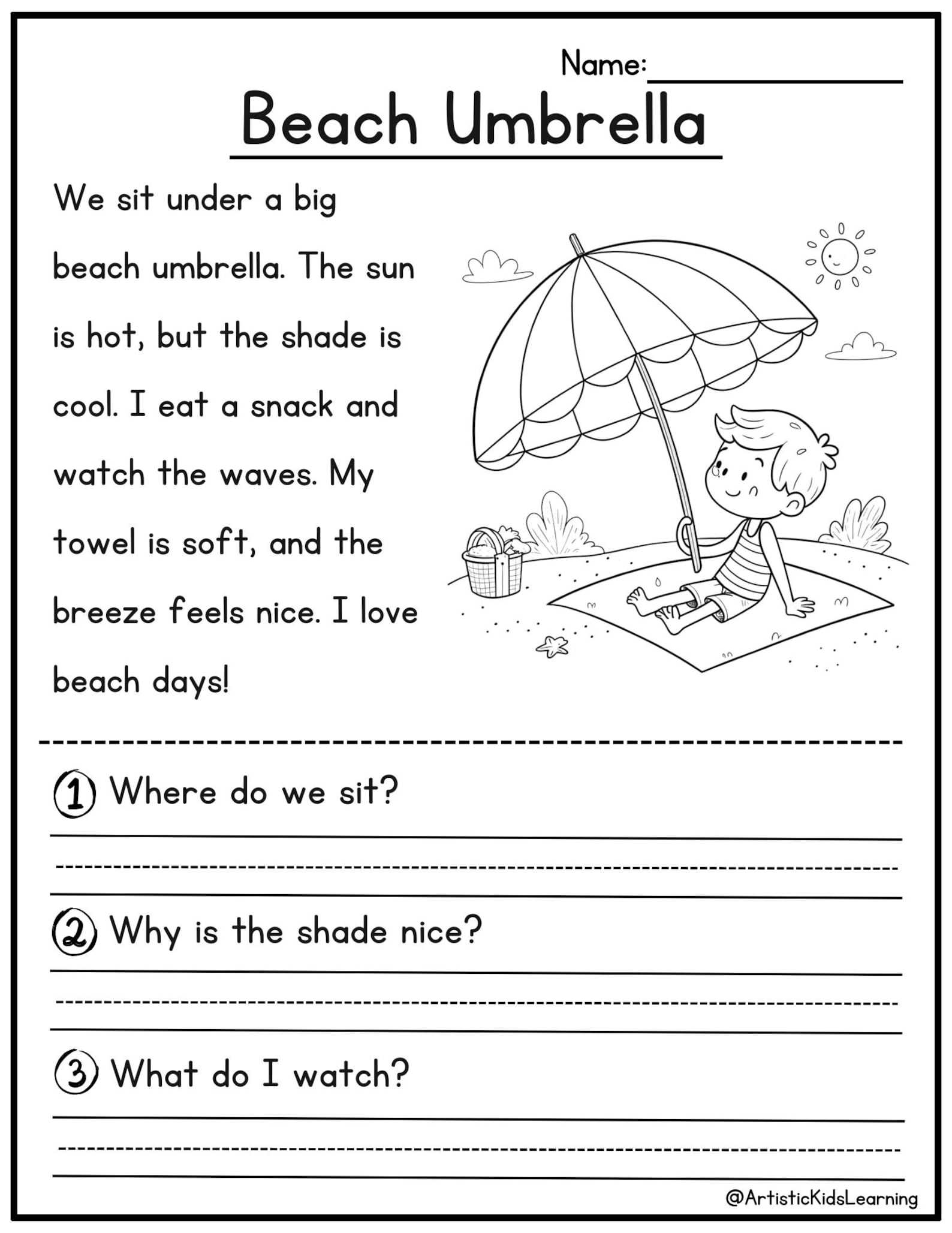 1st Grade Summer Reading Comprehension Passages Kindergarten Passages ...