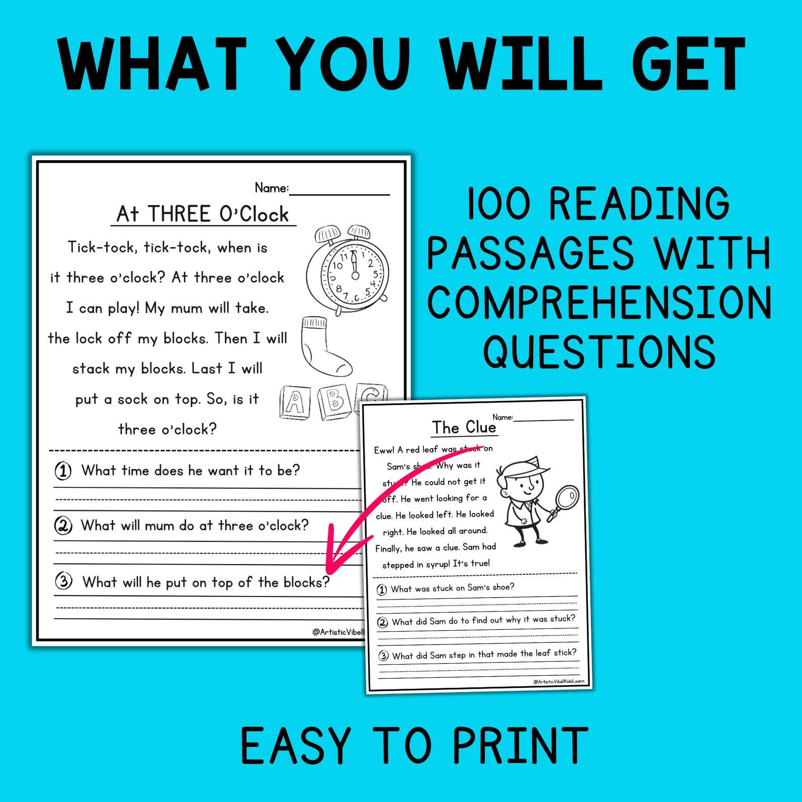 50 Kindergarten 1st Grade Reading Comprehension Passages Worksheets ...