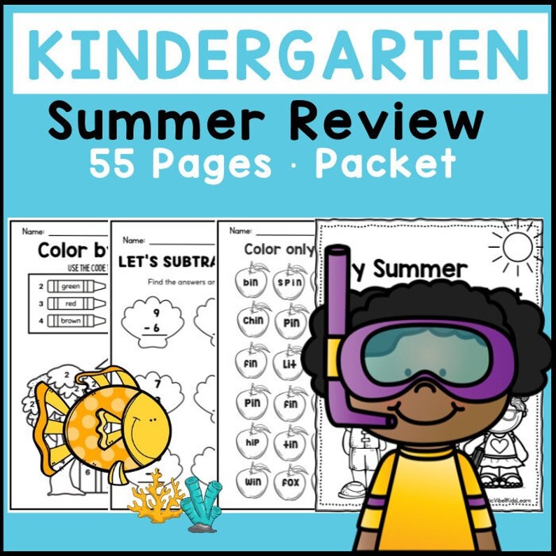 55 Kindergarten Summer Review Worksheets Printable Homeschool Engaging ...