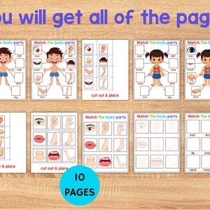 Body Parts Matching Game Bundle Activity Printable, Toddler Busy Book ...