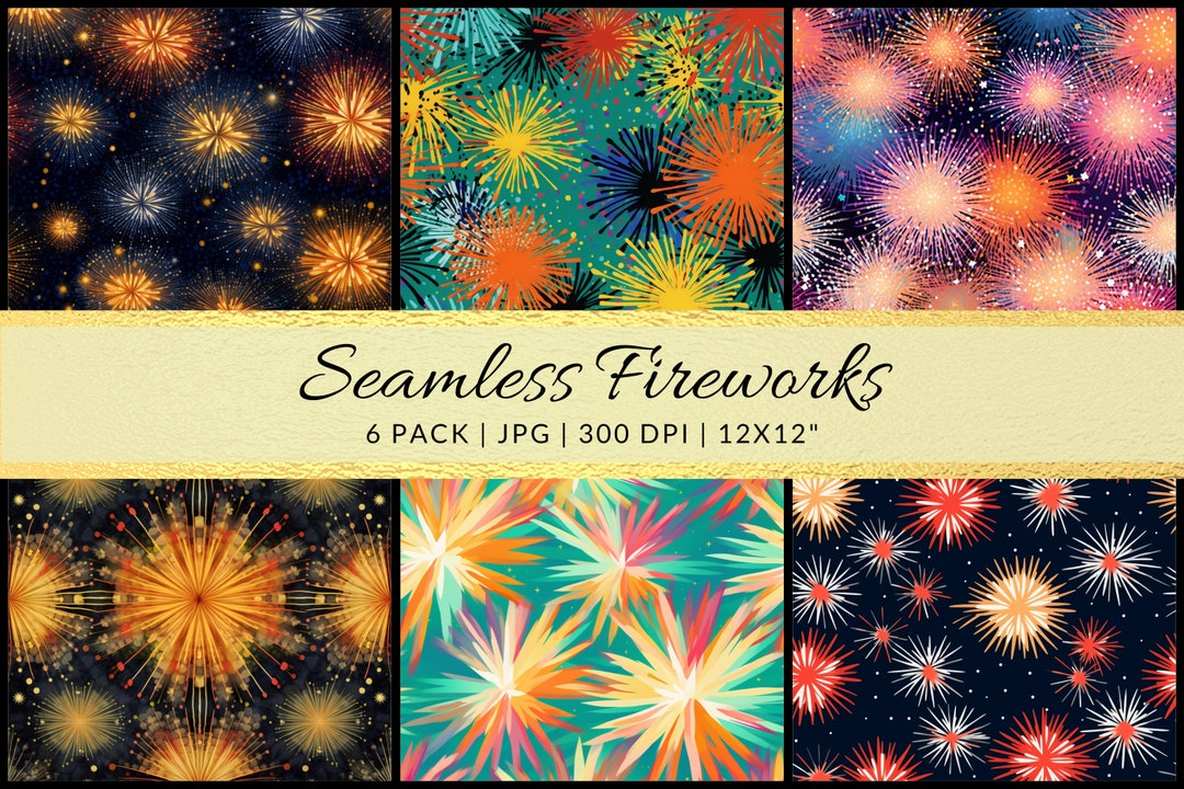 Firework Pattern High Resolution Digital Image Set for Print on Demand ...