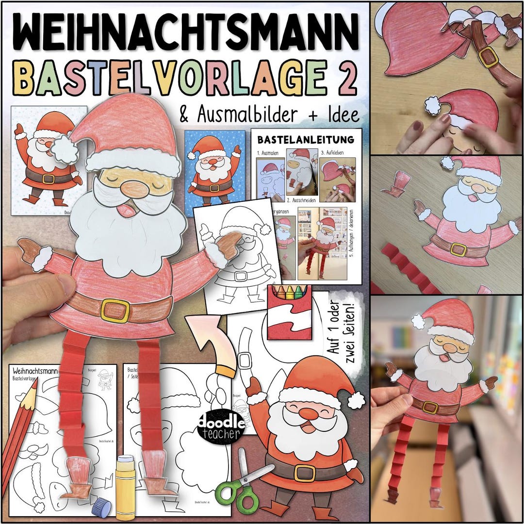 Dancing Santa Claus & Wobbly Legs - Christmas Craft Template - Etsy
