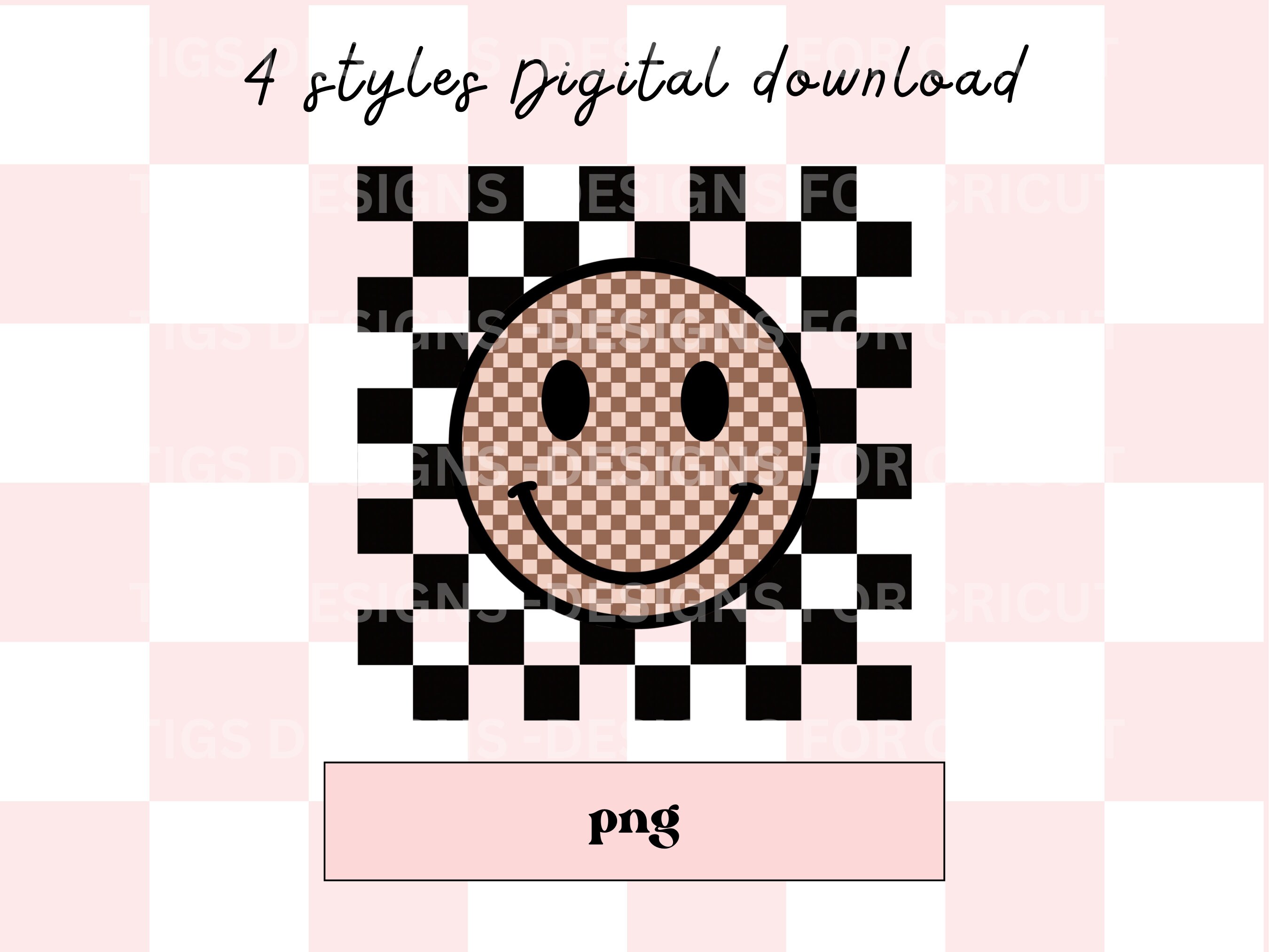 Checkered Smiley Face PNG Retro Distressed Groovy Smiley Face Check ...