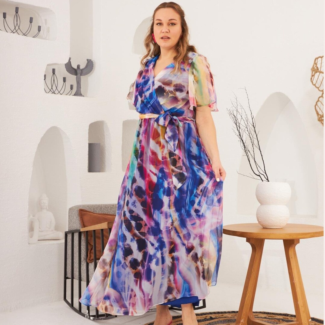 PLUS SIZE CHIFFON Dresses, Women's Plus Size Clothing, Elegant Long ...