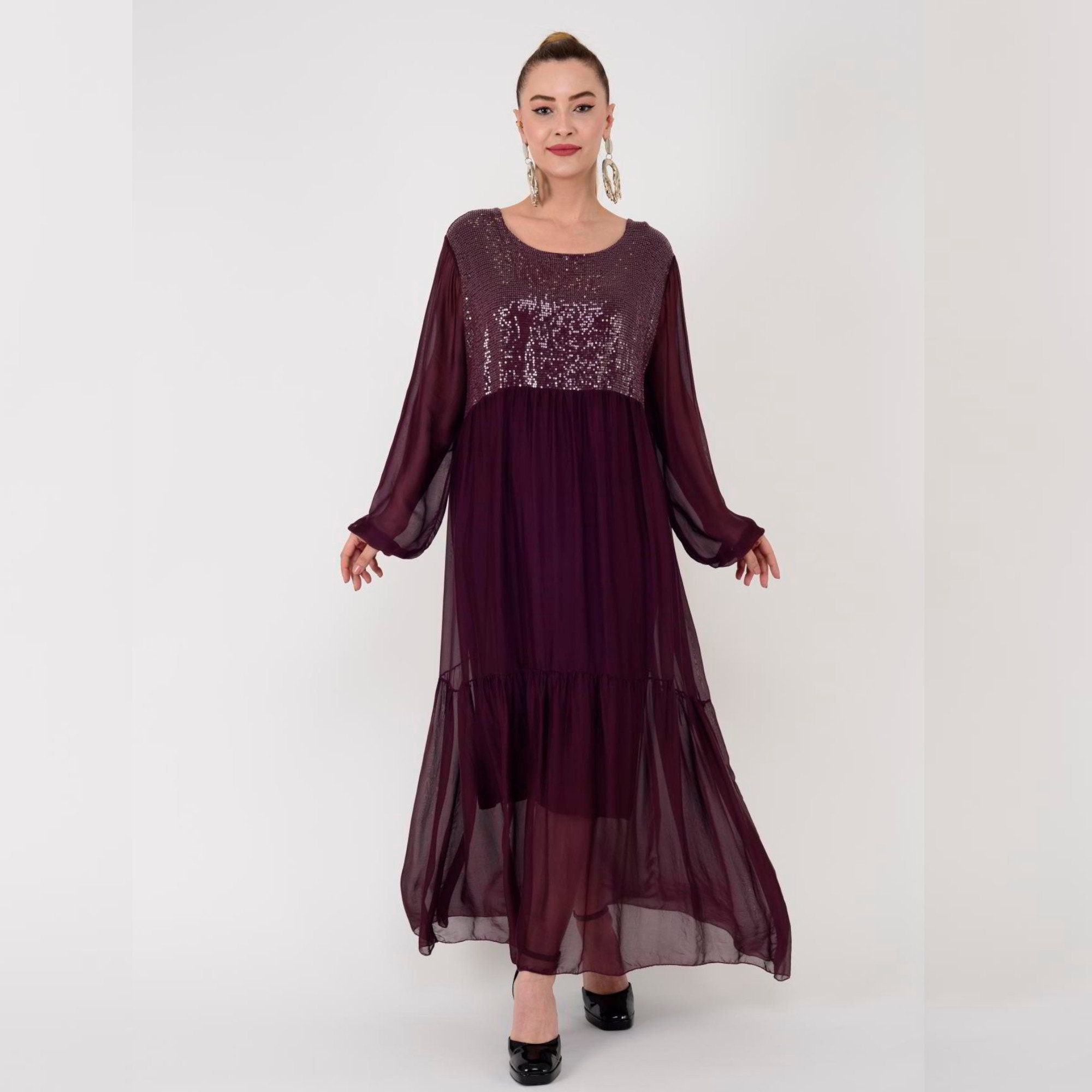 Sequin Detailed Silk Dress,women's Sequin Dresses,sequin Silk Dresses ...