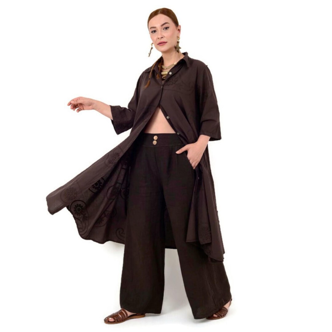 2 PIECE BOHO SUIT, Bohemian Clothing , Linen Suit for Woman, Premium ...