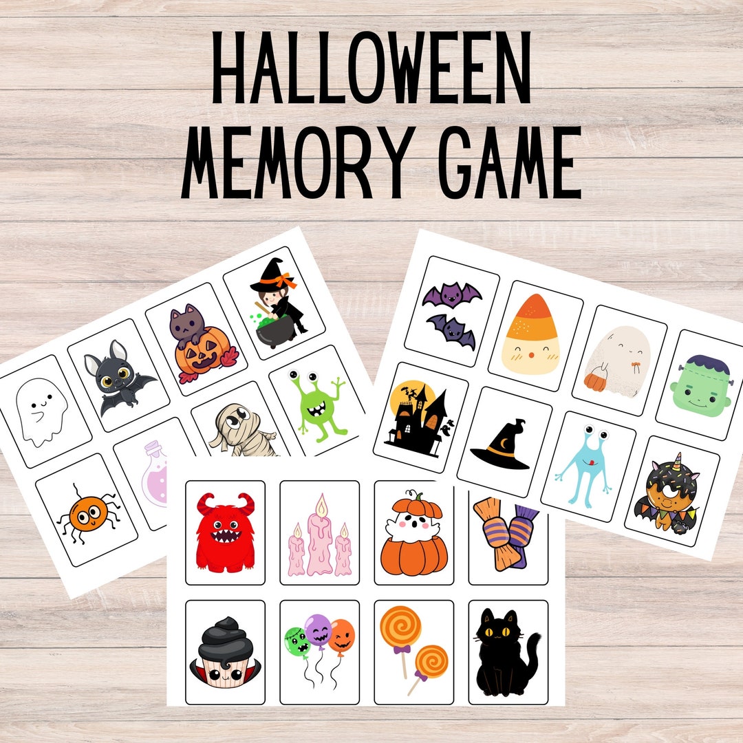 Halloween Memory Game, Halloween Printable Games, Halloween Matching ...