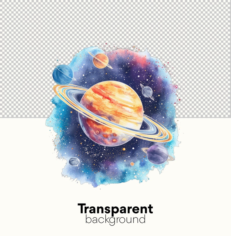 Planet Clipart: Watercolor Planets, Solar System Clipart, Space ...