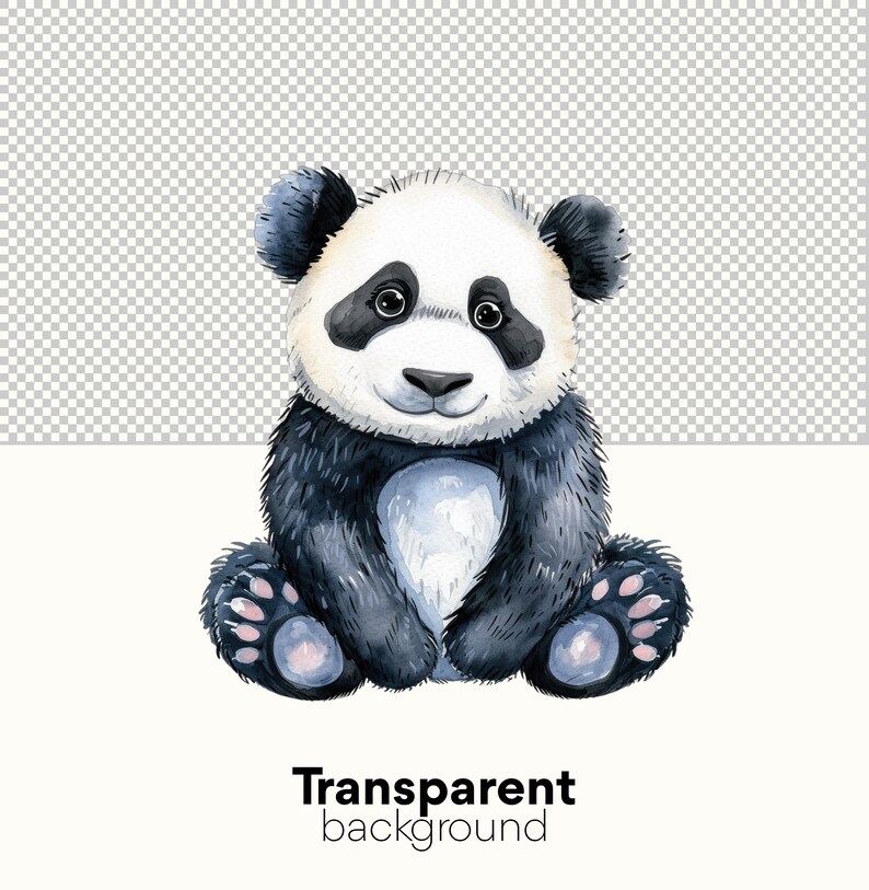 Panda Clipart Bundle Cute Panda, Watercolor Panda, Bear Digital ...