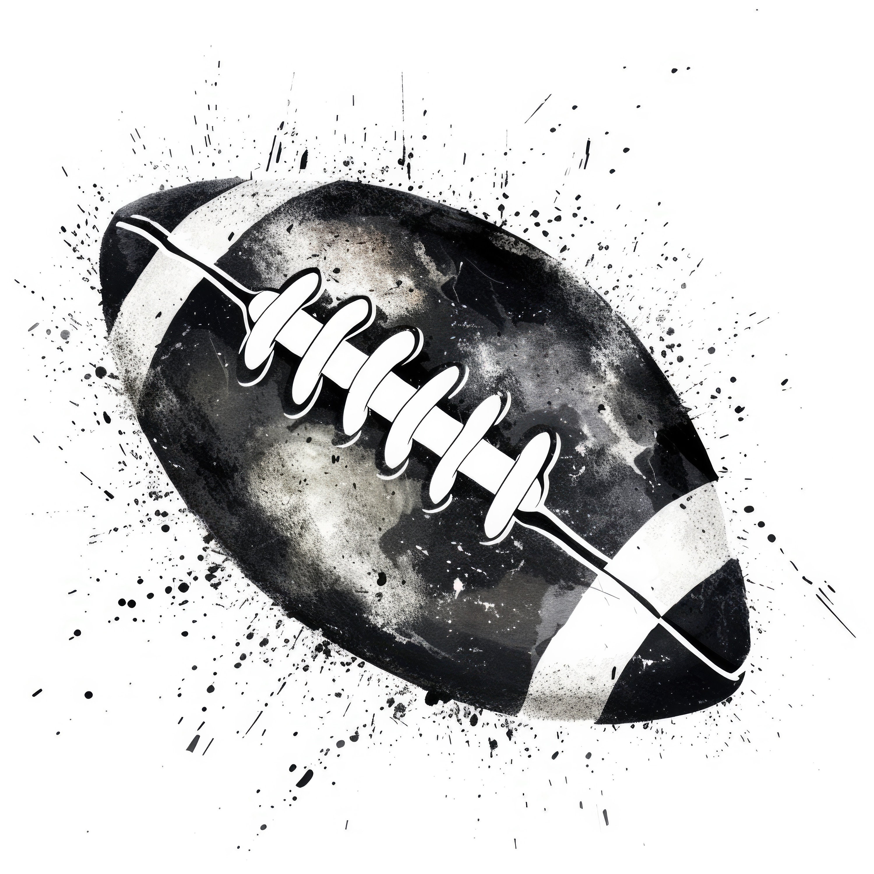 Football Clip Art Black and White 25 High-quality Jpgs Watercolor ...