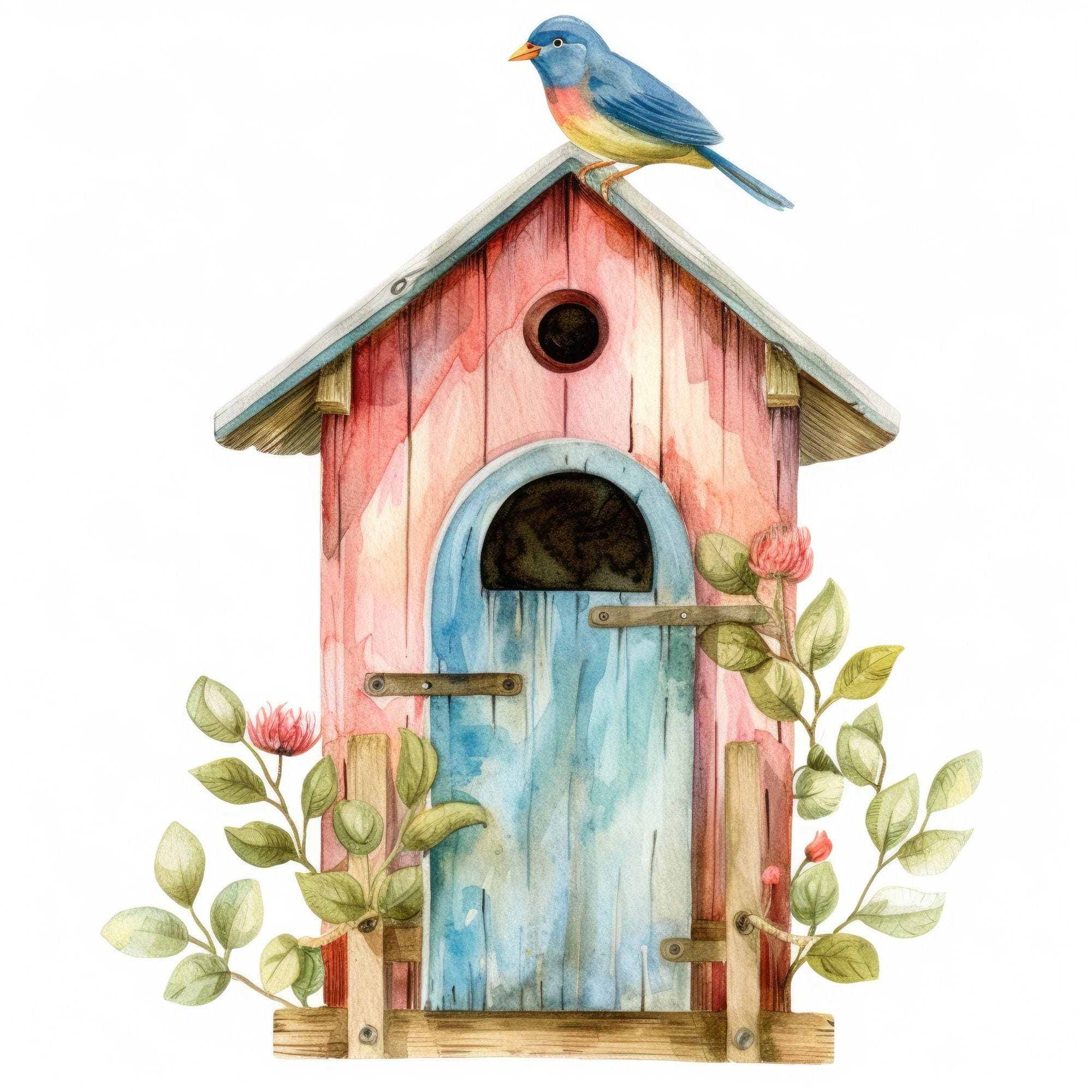 Birdhouse Clipart Pack - Digital Download, Watercolor Birdhouse JPG ...