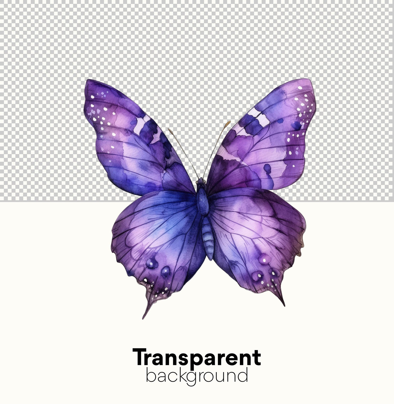 Purple Butterfly Clipart: Watercolor Floral Garden, Spring and Nature ...