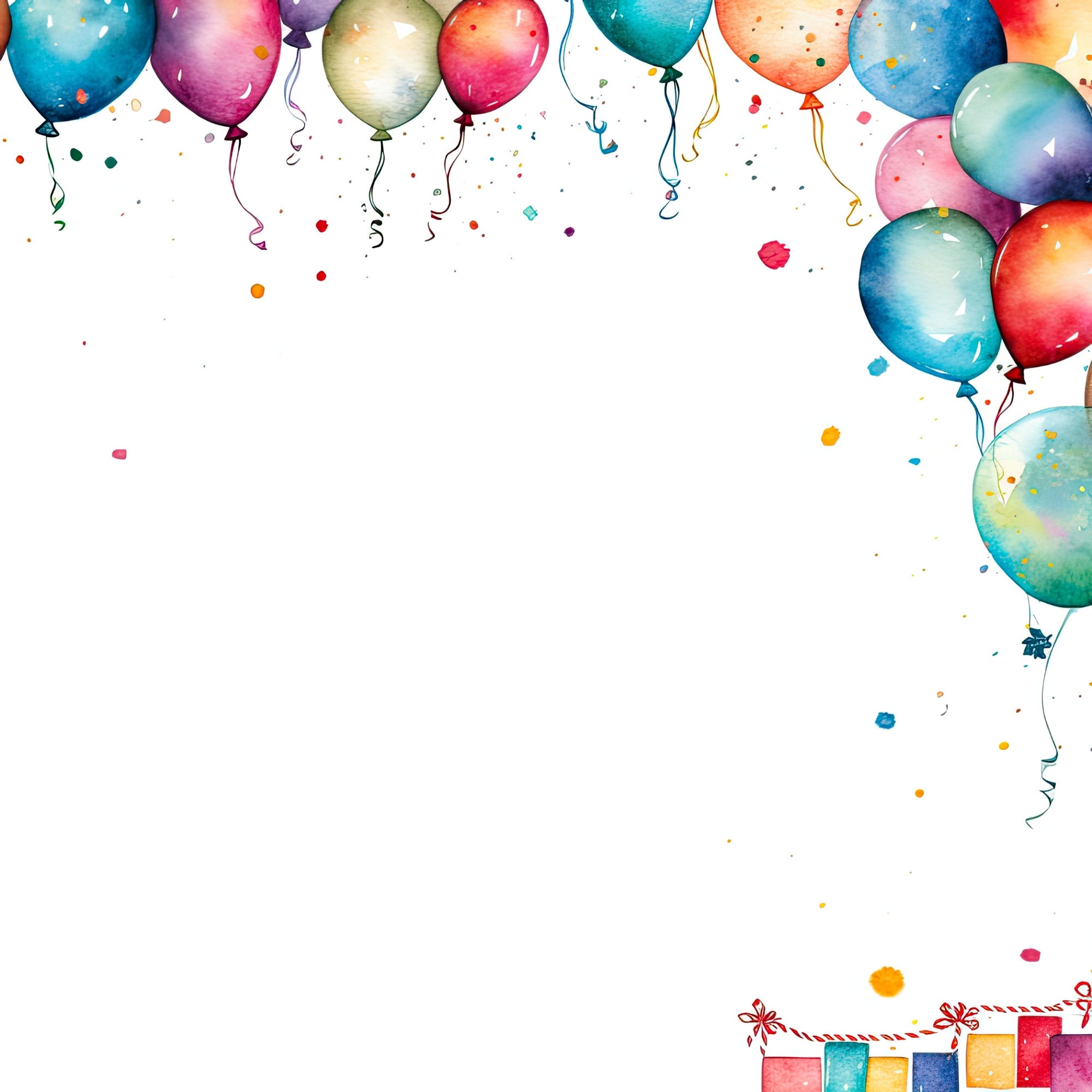 Birthday Border Clipart | 27 High-quality Jpgs - Watercolor, Digital ...