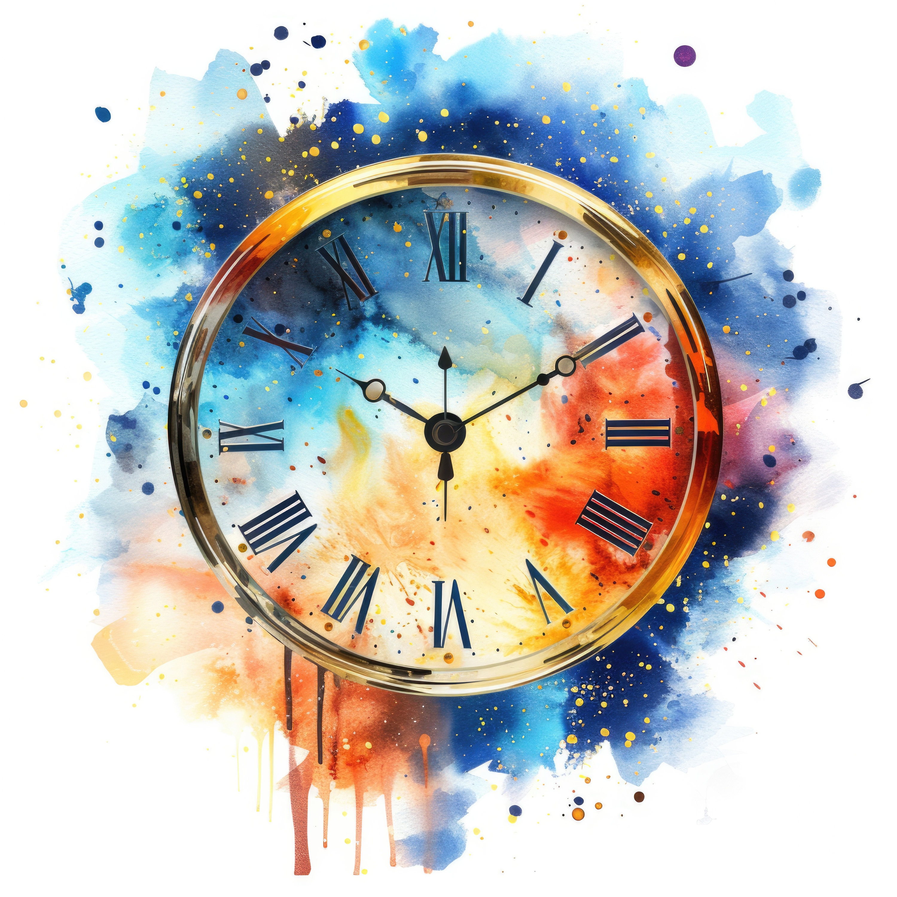 Clock Clipart Bundle: Vintage Clocks Watercolor Clipart, Steampunk ...