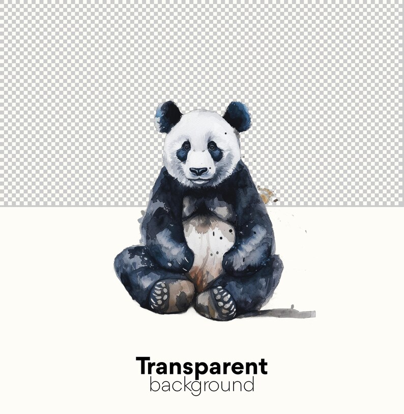 Panda Clipart Bundle Cute Panda, Watercolor Panda, Bear Digital ...