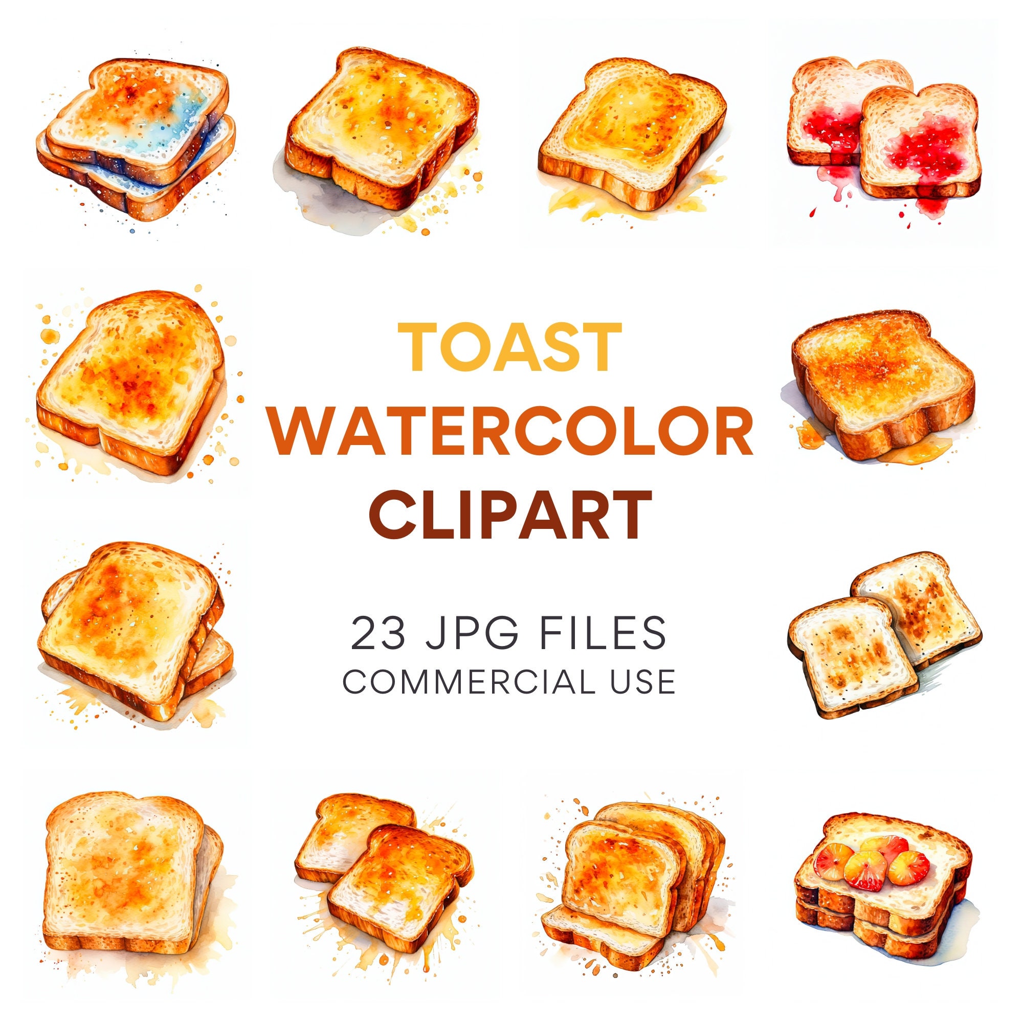 Toast Clipart Breakfast Food Art Set, Brunch, Pancakes, Morning Food ...
