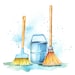 Cleaning Clipart: Watercolor Cleaning Supplies, Laundry Clipart, Hand ...