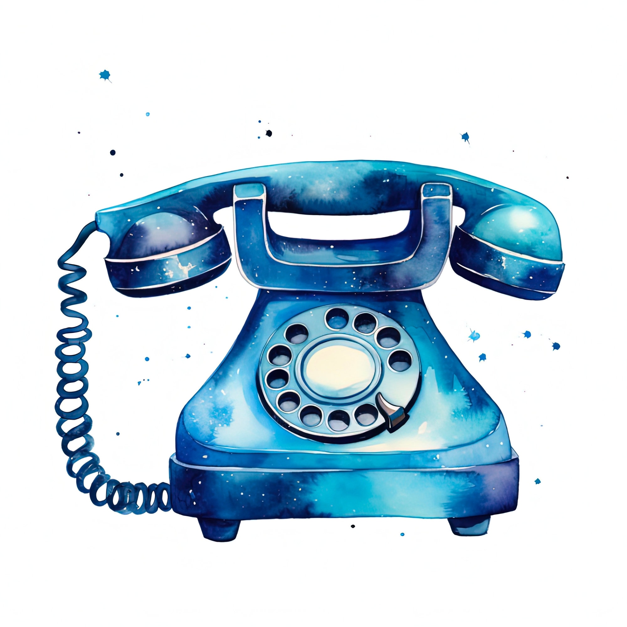 Telephone Clipart - Vintage Retro Watercolor Phone, Floral Telephone ...