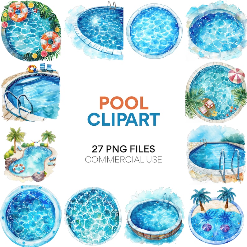 Pool Clipart | 27 High-quality Pngs - Watercolor, Digital Planners ...