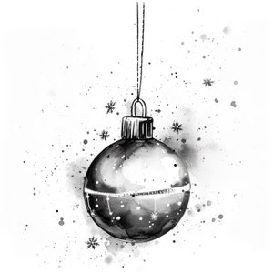 Christmas Clipart Black and White 21 High-quality Jpgs Watercolor ...