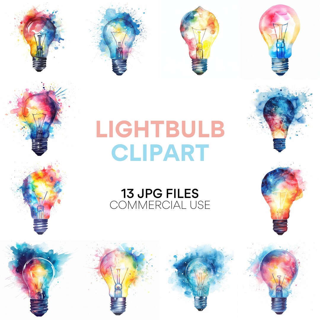 Lightbulb Clipart: Vintage Lightbulb, Neon & Fairy Light Graphics ...