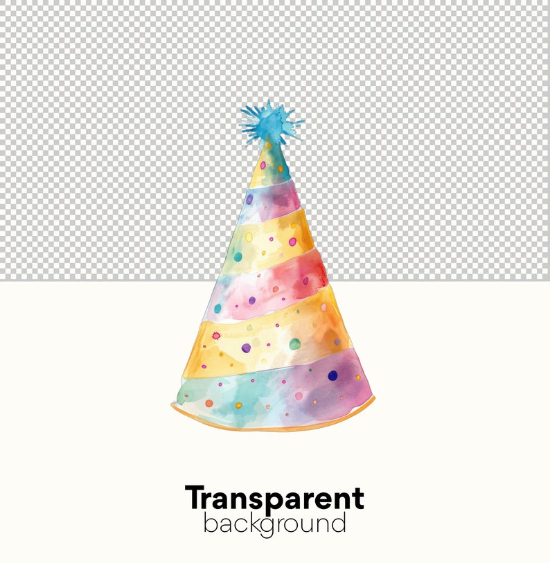 Party Hat Clipart: Birthday Clipart, Digital Download, Watercolor Party ...