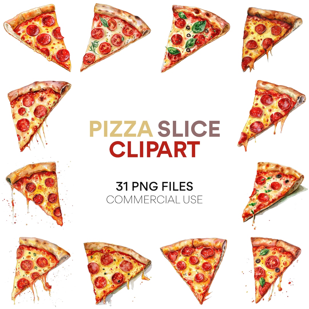 Pizza Slice Clipart: Watercolor Pizza Slices PNG, Clip Art for ...