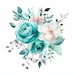 Turquoise Bouquets Floral Clipart: Rustic Wedding Vintage Flowers, Teal ...