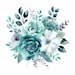 Turquoise Bouquets Floral Clipart: Rustic Wedding Vintage Flowers, Teal ...