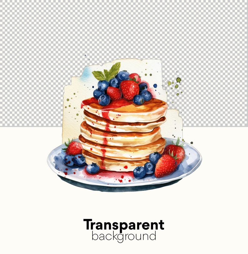 Pancake Clipart Bundle: Watercolor Pancake, Food, Breakfast, Brunch ...