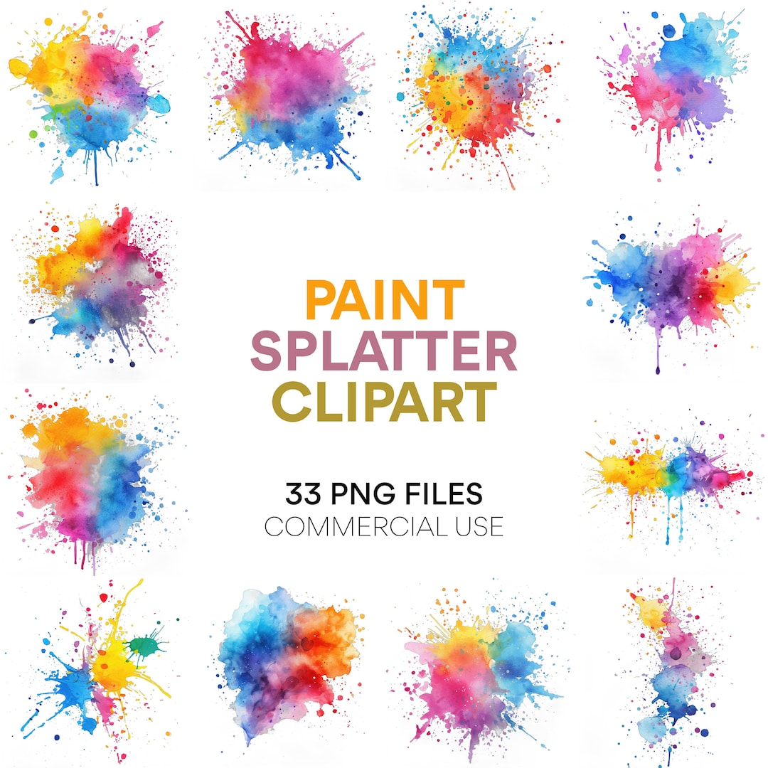 Paint Splatter Clipart, Watercolor Splash, Digital Scrapbook Paper ...