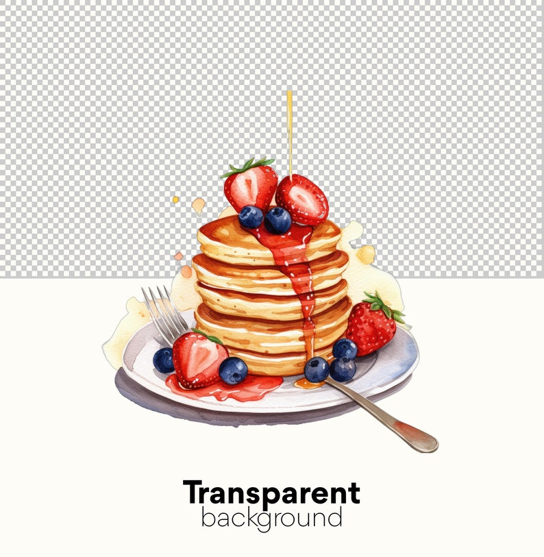 Pancake Clipart Bundle: Watercolor Pancake, Food, Breakfast, Brunch ...