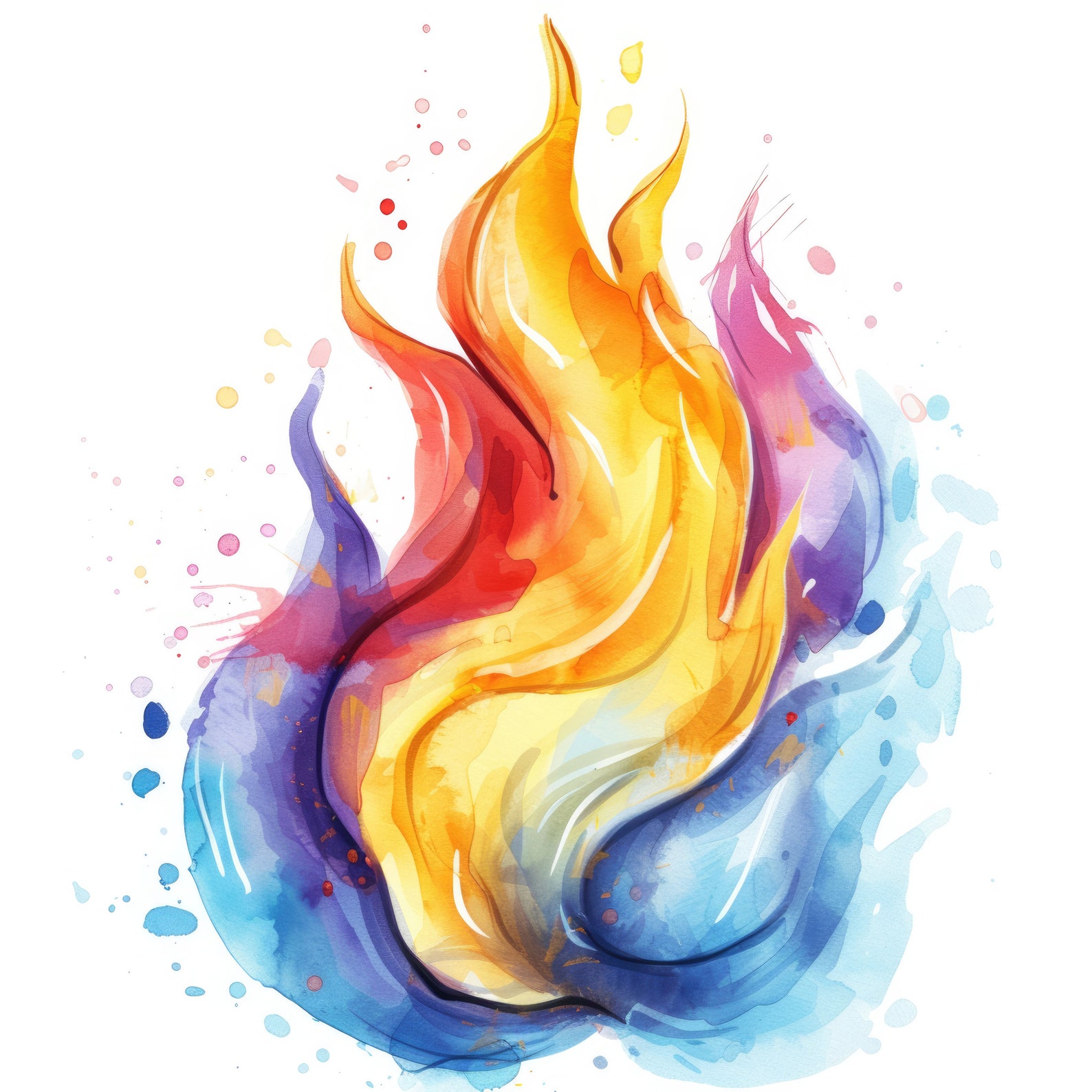 Flame Clipart Fire Overlays: Campfire Clip Art, Watercolor Fire ...