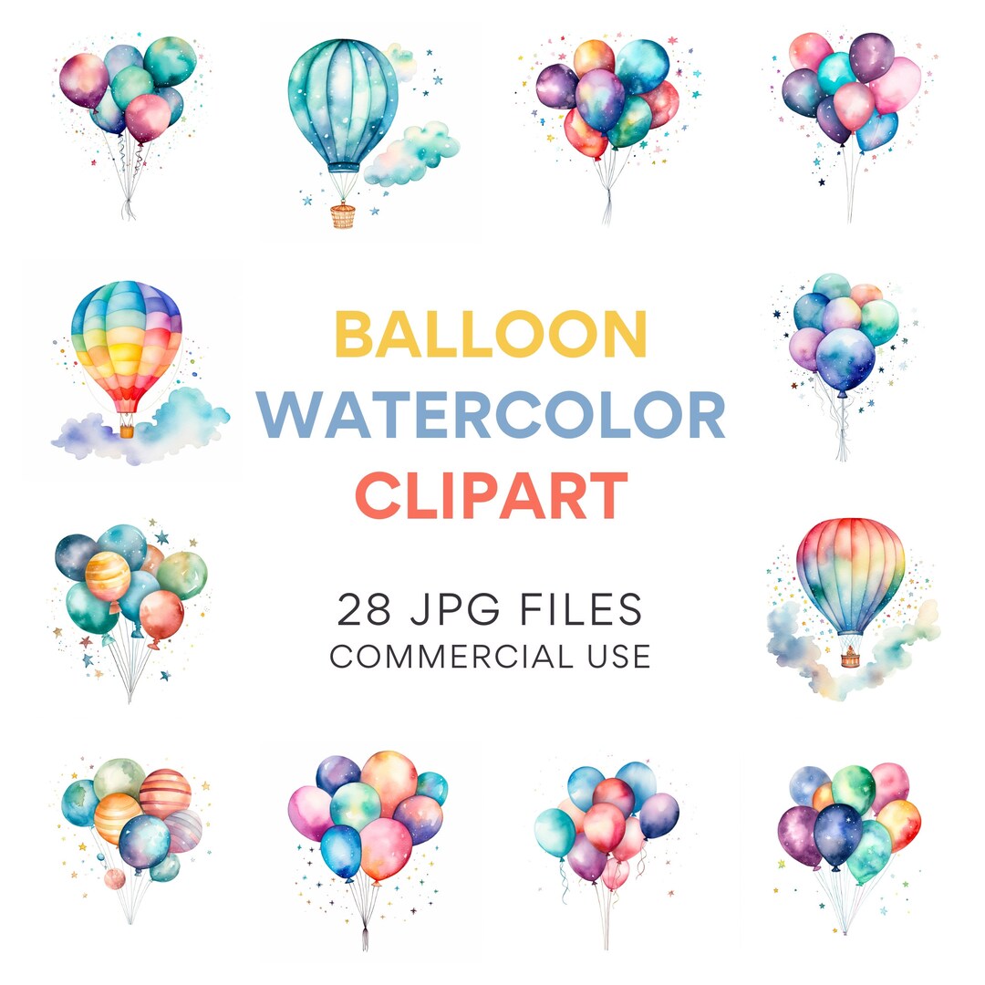 Balloon Clipart: Balloon Overlays, Glitter Balloons, Party & Birthday ...