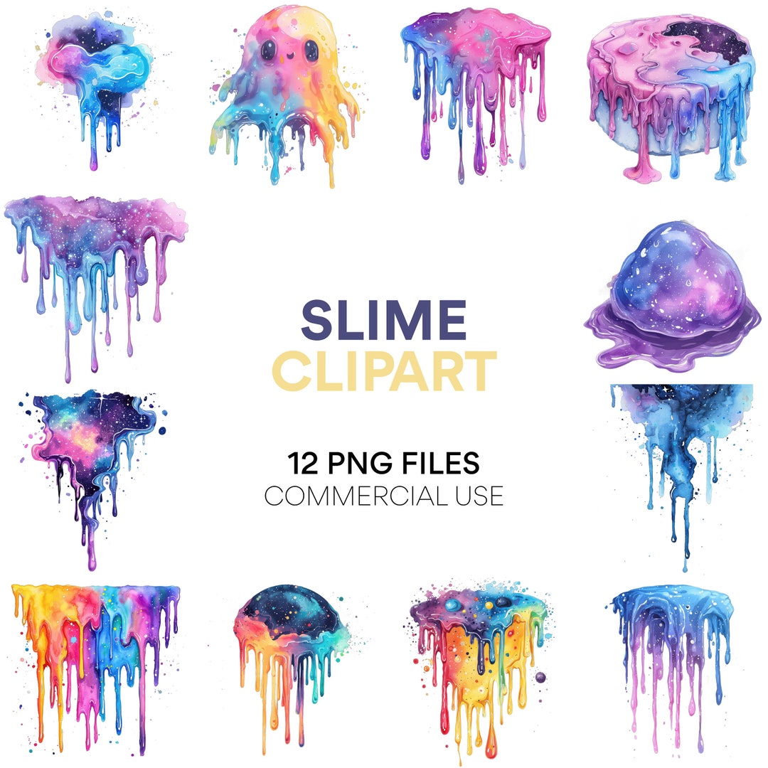 Slime Clipart for Slime Party: Scrapbook Kit With Glitter Slime Clip ...