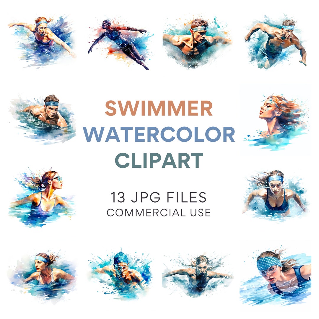 Swimmer Clipart: Illustrator Original Art Digital Graphics Sports ...