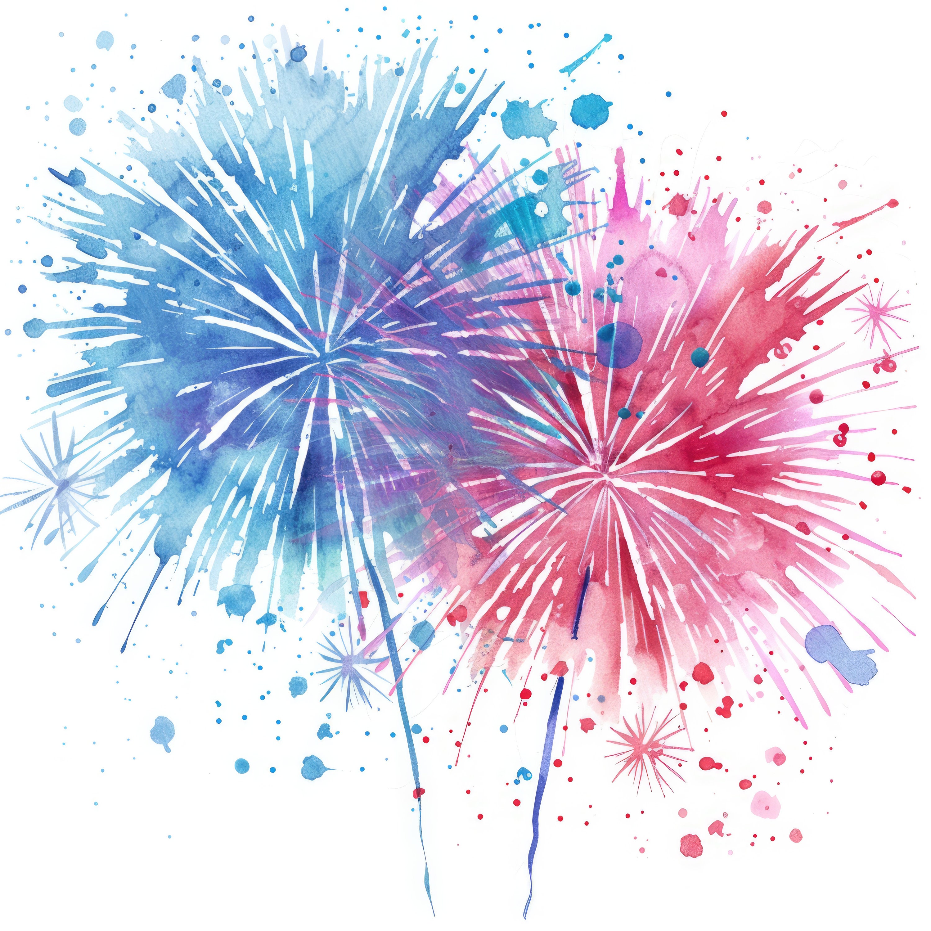 Fireworks Clipart, Watercolor Fireworks, Patriotic & BBQ Clipart for ...