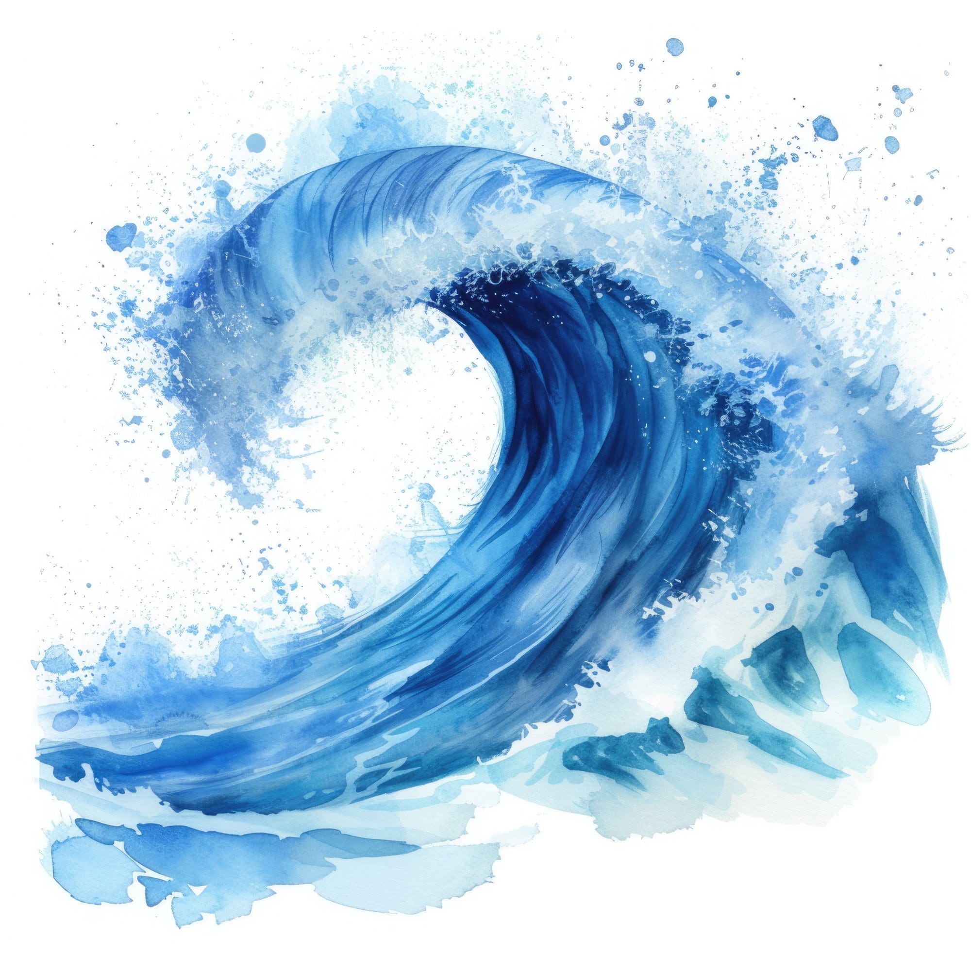 Wave Clipart: Ocean Waves Watercolor Clippers, Nautical Sea Clipart ...
