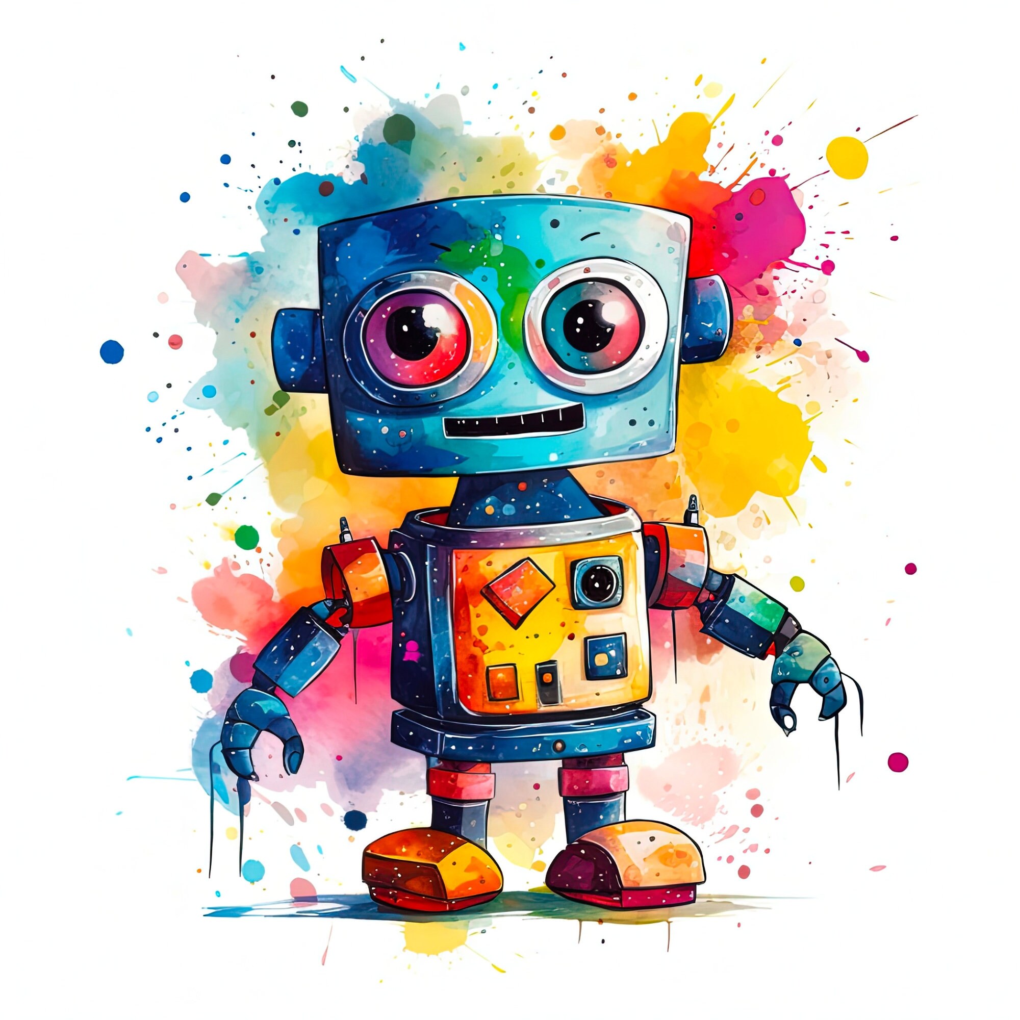 Robot Clipart Pack Cute Robot Watercolor Clipart for Commercial Use ...