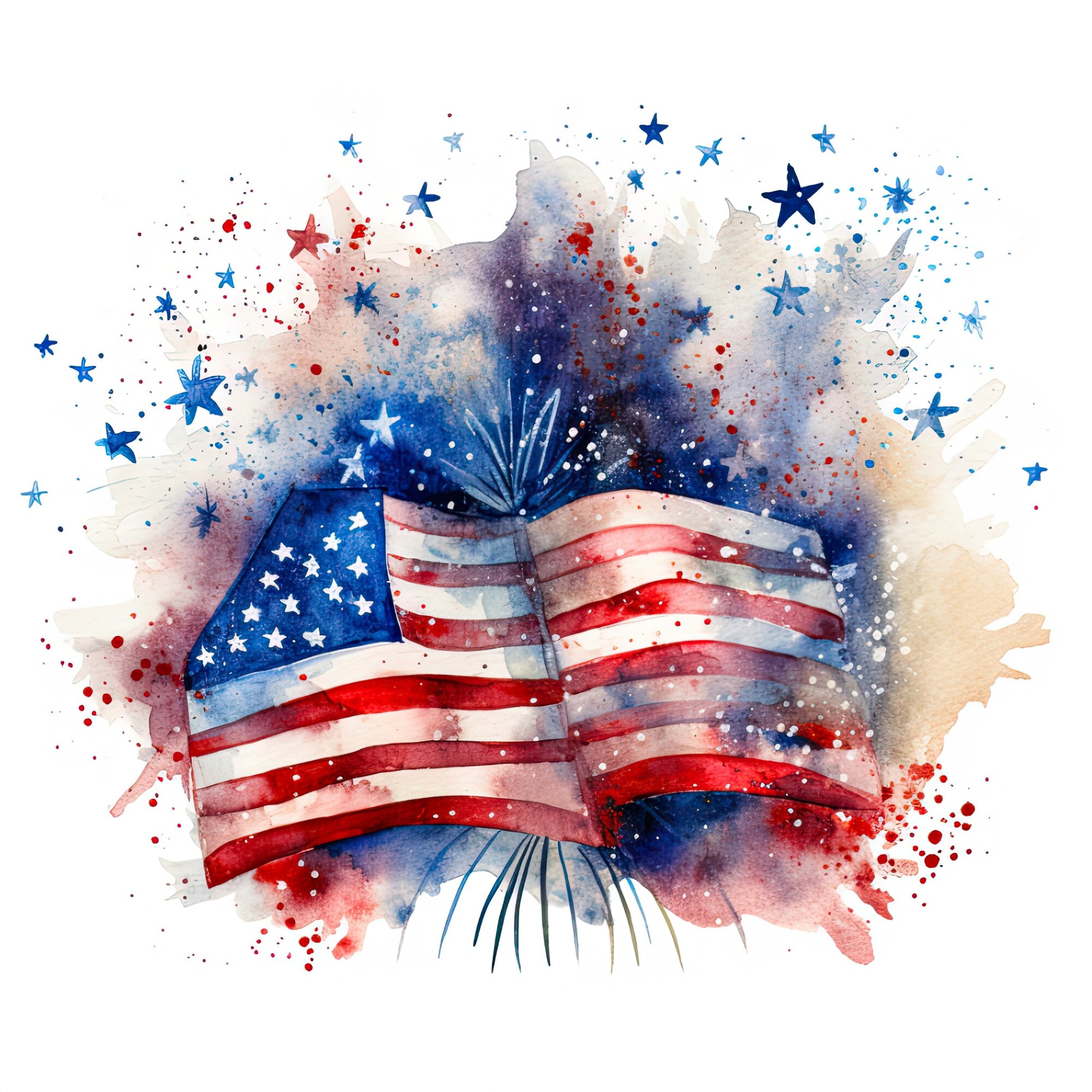 4th of July Clipart: Patriotic Watercolor Digital Download American ...