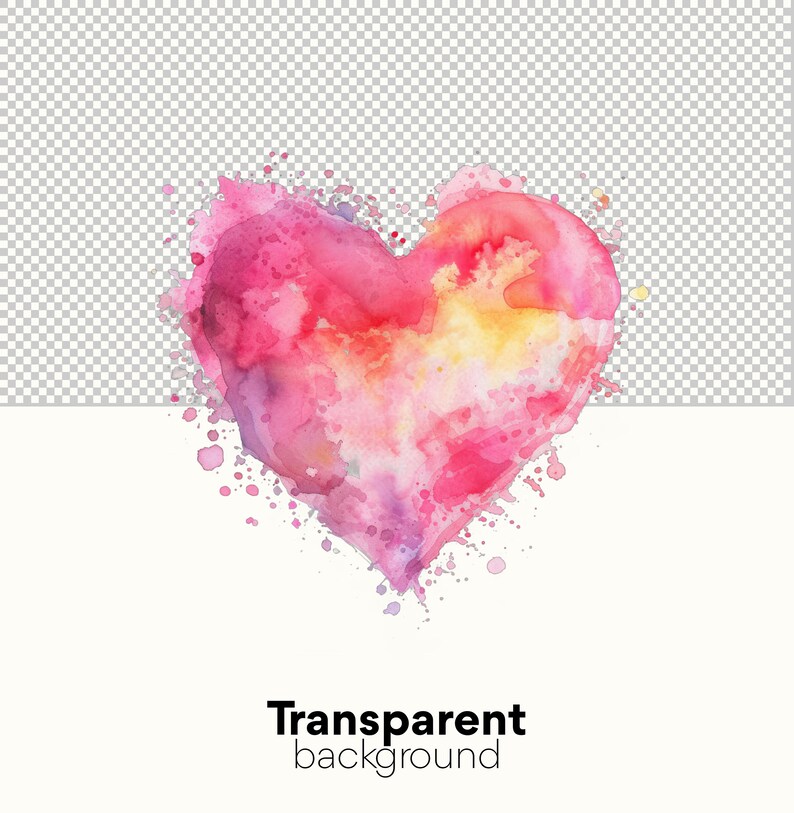 Pink Heart Clip Art, Heart Clipart, Watercolor Hearts for Mother's Day ...
