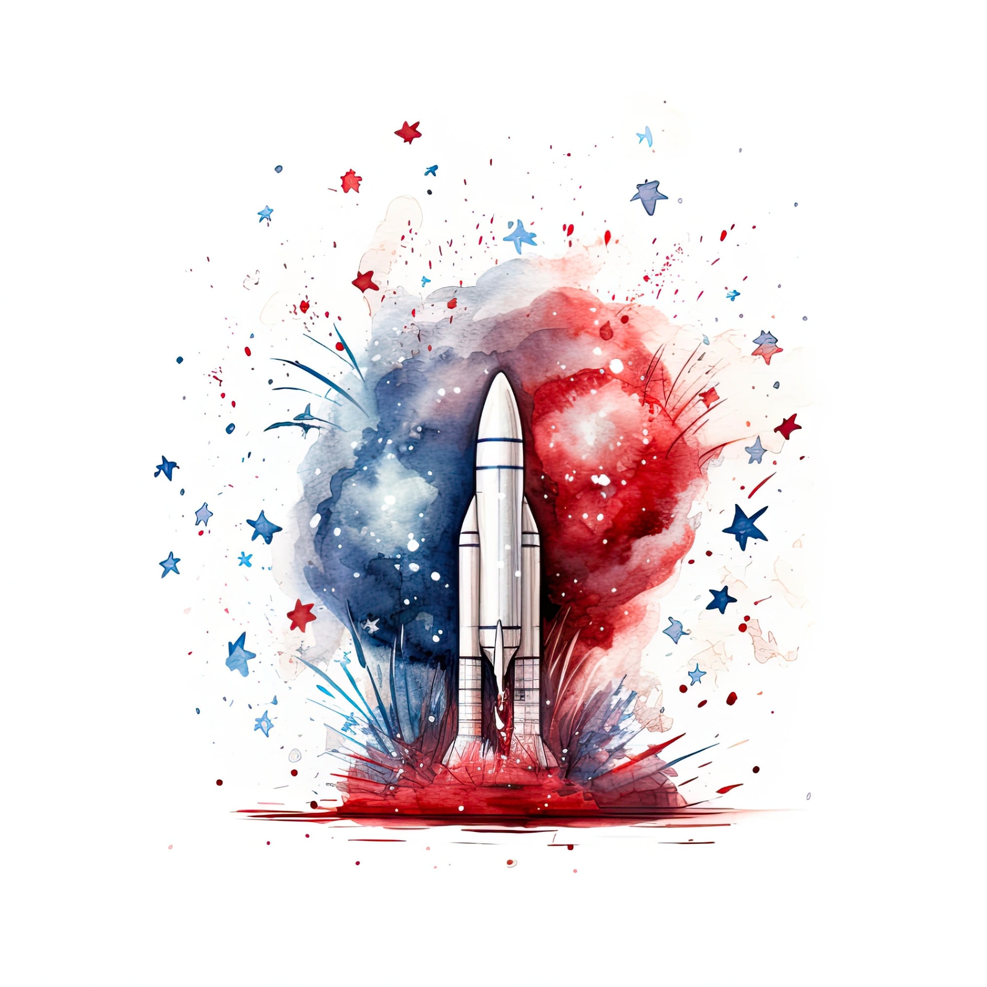 4th of July Clipart: Patriotic Watercolor Digital Download - American ...